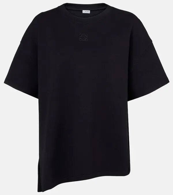 Loewe Asymmetric Cotton-blend T-shirt - Black