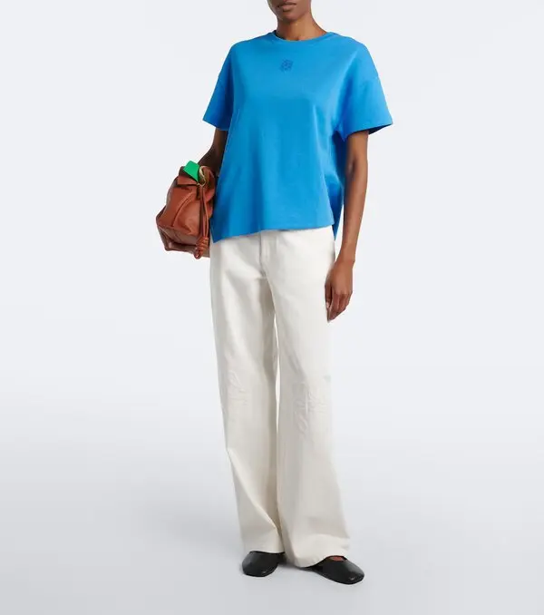 Loewe Asymmetric Cotton-blend T-shirt - Blue