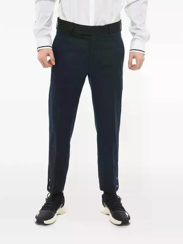 Neil Barrett Contrast-edging Ankle-button Trousers - Blue