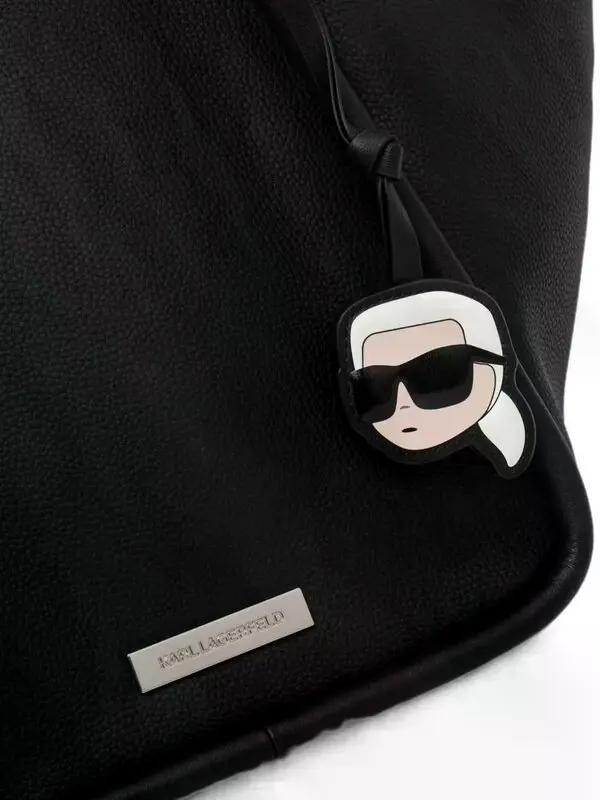 Karl Lagerfeld Pebbled Logo Plaque Tote Bag