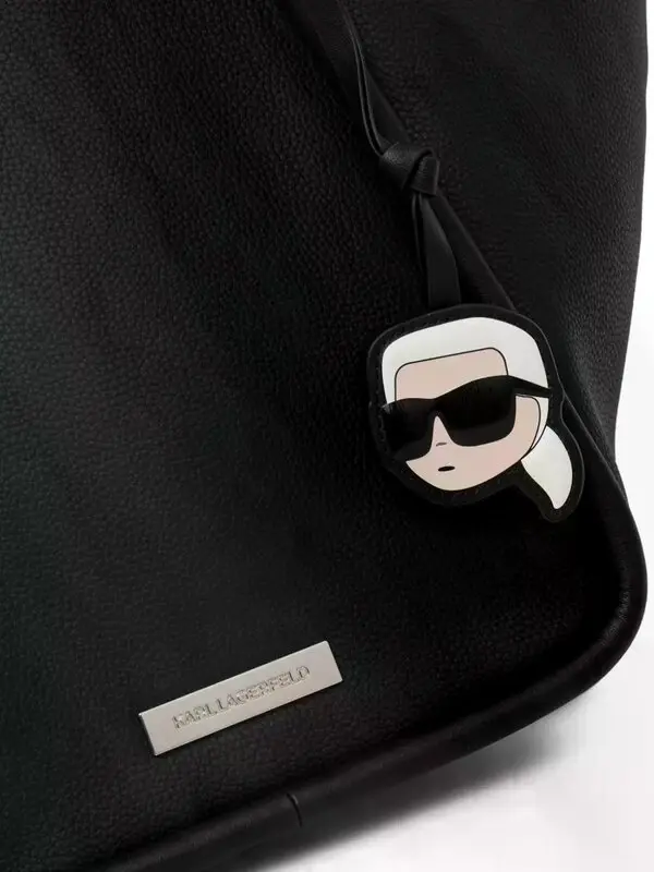 Karl Lagerfeld Pebbled Logo Plaque Tote Bag