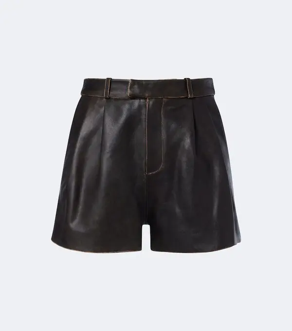 ARMA High-rise Leather Shorts - Brown