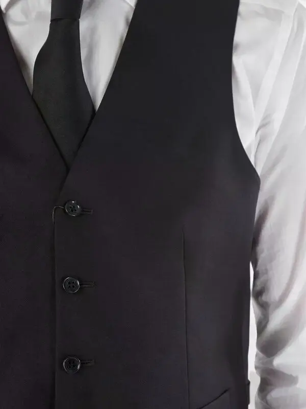 Corneliani Single-breasted Wool Waistcoat - Black