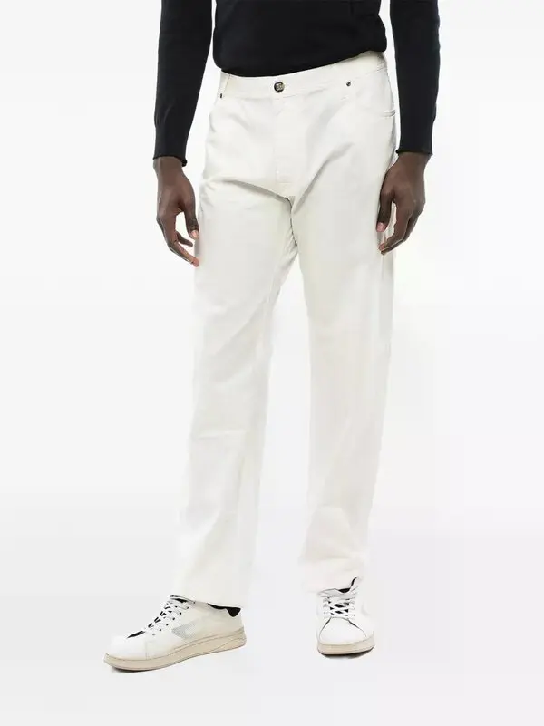 Corneliani Luxury Embroidered Jeans - Neutrals