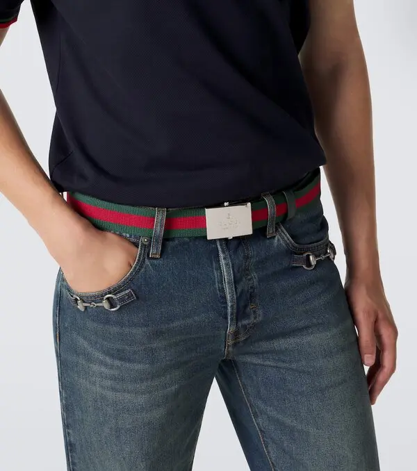 Gucci Web Stripe Canvas Belt