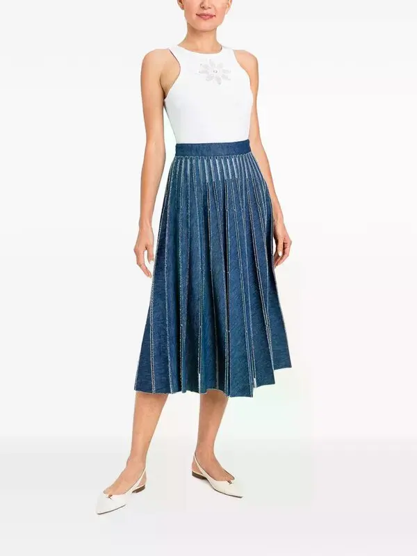 TWINSET Pleated Denim Skirt
