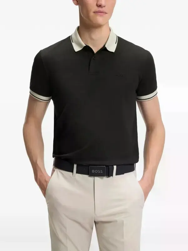 BOSS Tipped-trim Polo Shirt - Black
