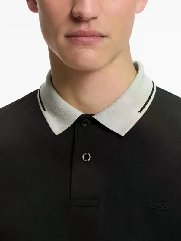 BOSS Tipped-trim Polo Shirt - Black
