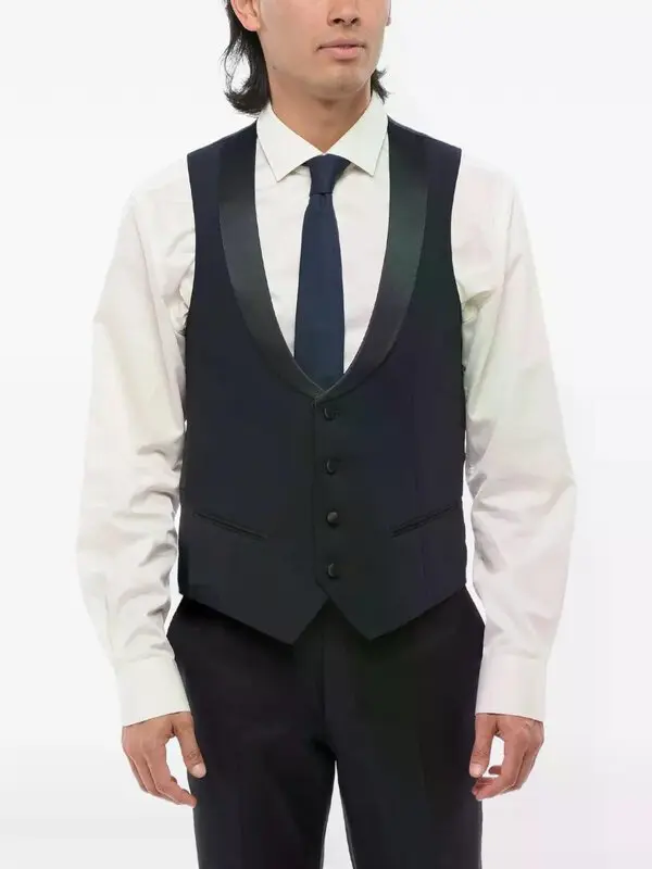 Corneliani Satin-detail Shawl-lapel Waistcoat - Blue