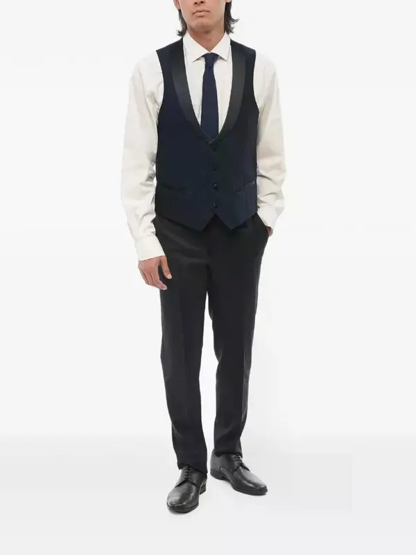Corneliani Wool Shawl Lapel Waistcoat With Satin Trim
