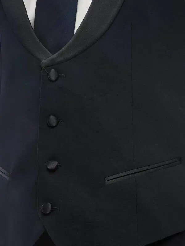 Corneliani Wool Shawl Lapel Waistcoat With Satin Trim
