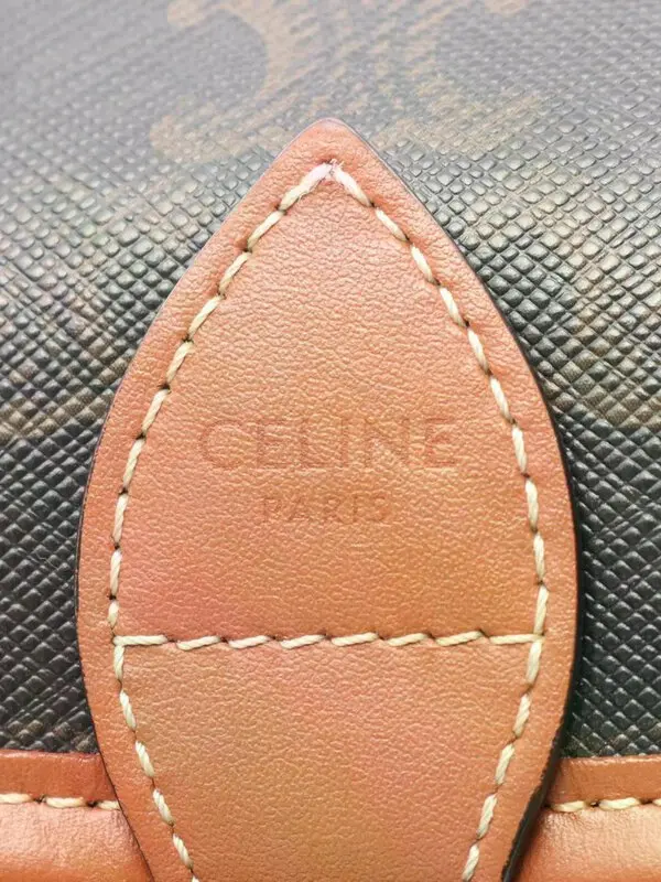 Celine Medium Triomphe Coated Canvas Folco Crossbody Bag