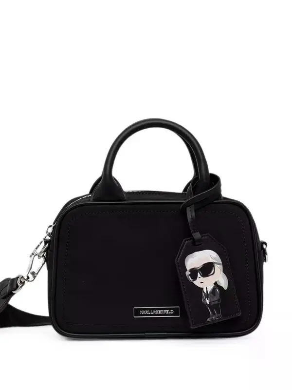 Karl Lagerfeld Logo-strap Luggage-tag Shoulder Bag - Black