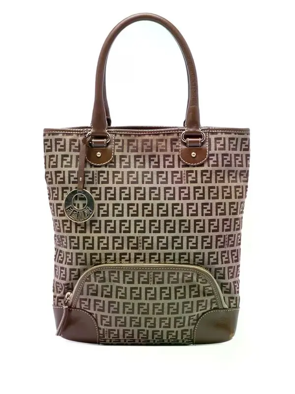 Fendi 2000-2010 Zucchino Canvas Chef Front Pocket Shopping Tote Bag - Neutrals