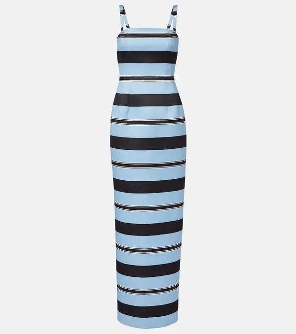 EMILIA WICKSTEAD Regina Striped Taffeta Faille Maxi Dress - Blue