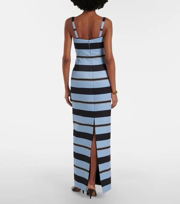 EMILIA WICKSTEAD Regina Striped Taffeta Faille Maxi Dress - Blue