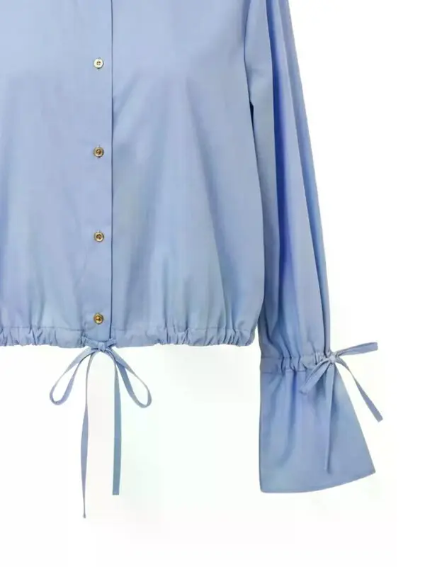 Black Label Long-sleeve Shirt With Drawstring Hem - Blue