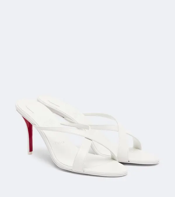 CHRISTIAN LOUBOUTIN Mulazee Cross Leather Sandals - White