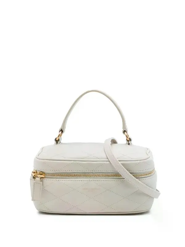 Saint Laurent 2021 Mini Quilted Lambskin Gaby Vanity Bag Satchel - White