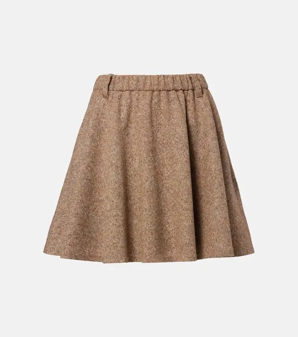 Brunello Cucinelli Monili Wool-blend Miniskirt - Brown