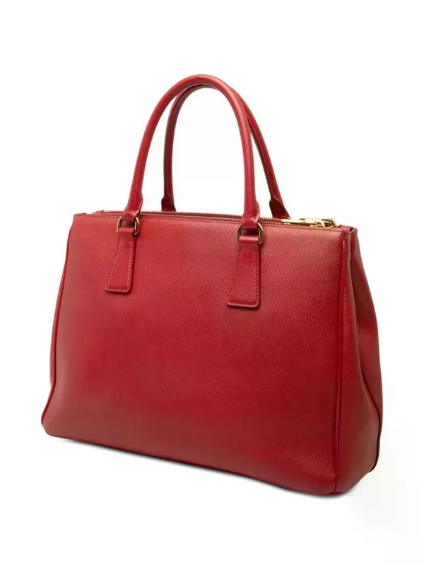 Prada Saffiano Lux Galleria Double Zip Satchel - Red