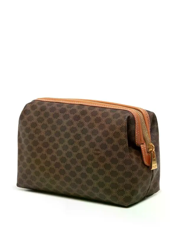 Celine 20th Century Macadam Coated Canvas Pouch - Brown