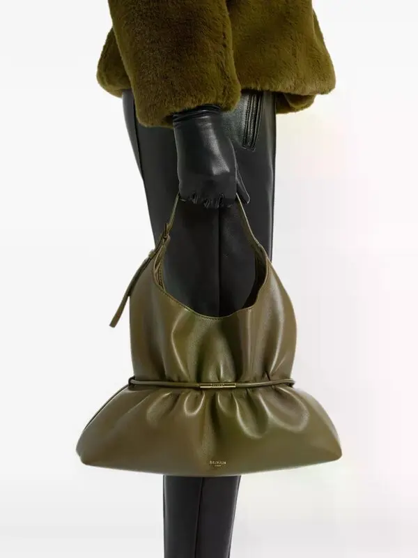 Balmain Sphynx Medium Bag In Smooth Leather - Green