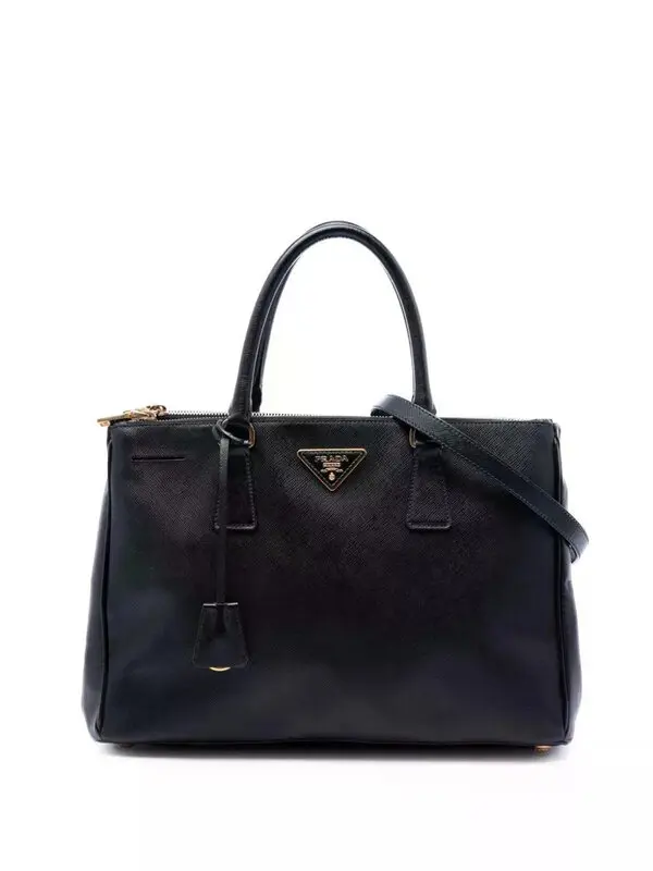 Prada 2010-2026 Medium Saffiano Lux Galleria Double Zip Satchel - Black