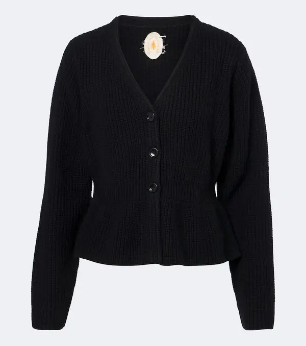 Jardin Des Orangers Peplum Wool And Cashmere Cardigan - Black