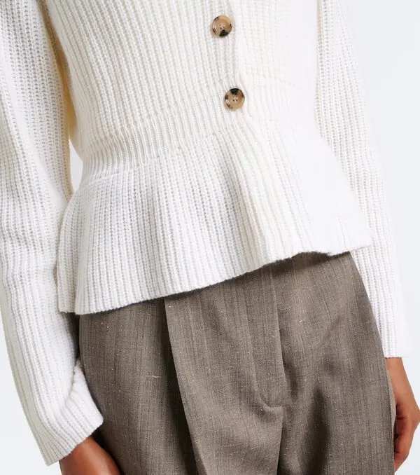 Jardin Des Orangers Peplum V-neck Cardigan - White