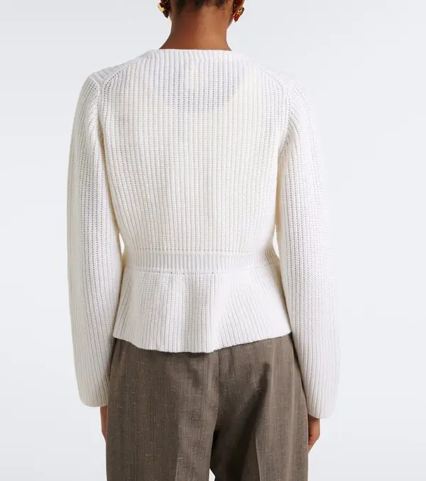 Jardin Des Orangers Peplum V-neck Cardigan - White