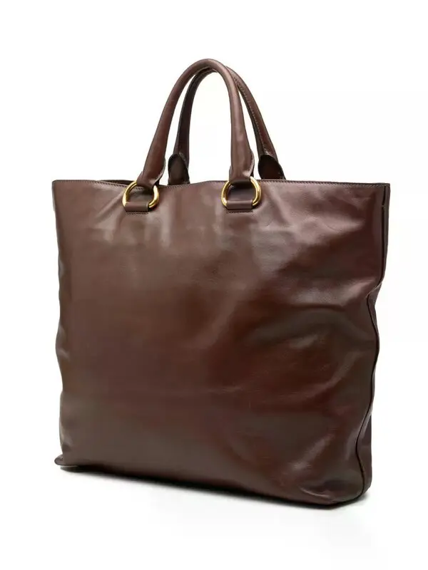 Prada 2010-2026 Soft Calf Open Convertible Tote Satchel - Brown