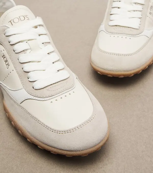 TOD'S Suede-trimmed Leather Sneakers