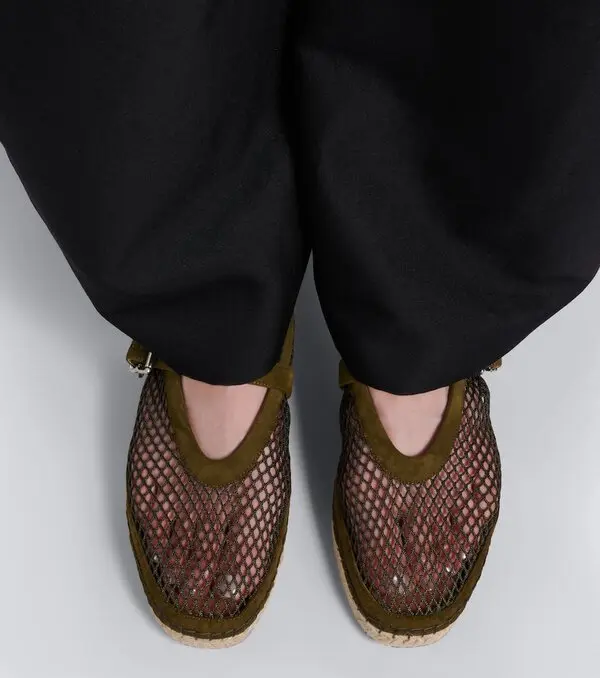 Alaïa Ala�a Suede-trimmed Fishnet Espadrilles