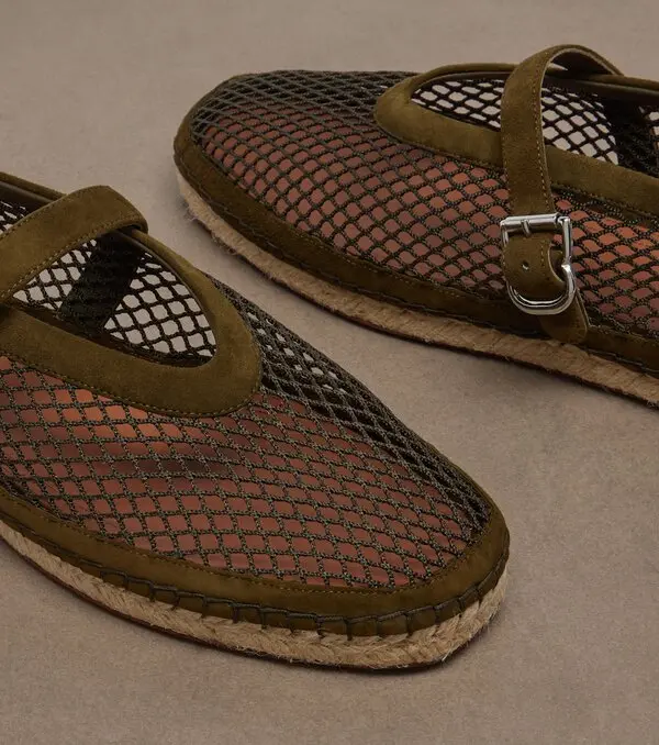 Alaïa Ala�a Suede-trimmed Fishnet Espadrilles