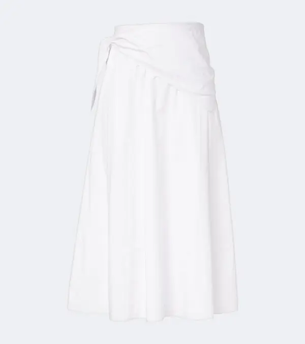 Vince Scarf-detail Cotton Poplin Midi Skirt - White