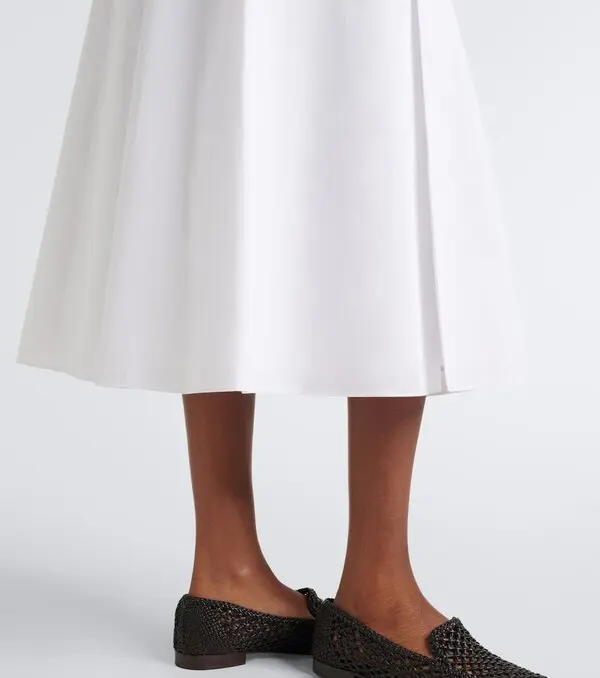Vince Scarf-detail Cotton Poplin Midi Skirt - White