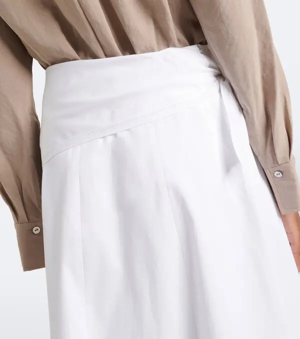 Vince Scarf-detail Cotton Poplin Midi Skirt - White