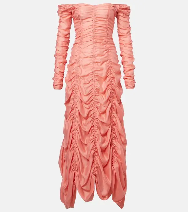 Khaite Judith Ruched Voile Cocktail Dress - Pink