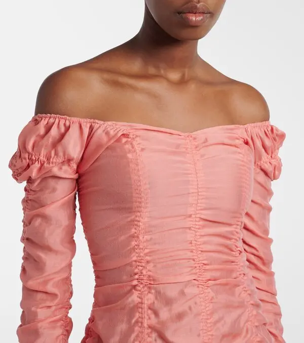 Khaite Judith Ruched Voile Cocktail Dress - Pink