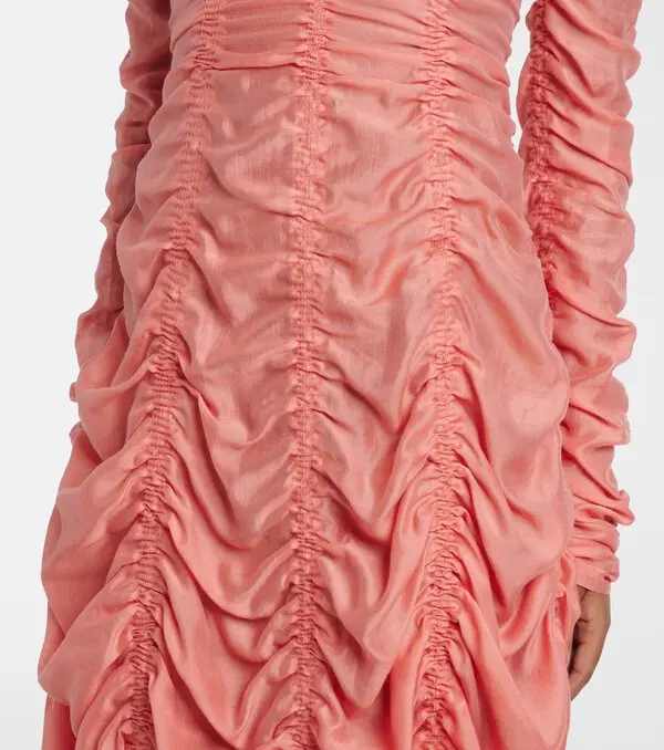 Khaite Judith Ruched Voile Cocktail Dress - Pink