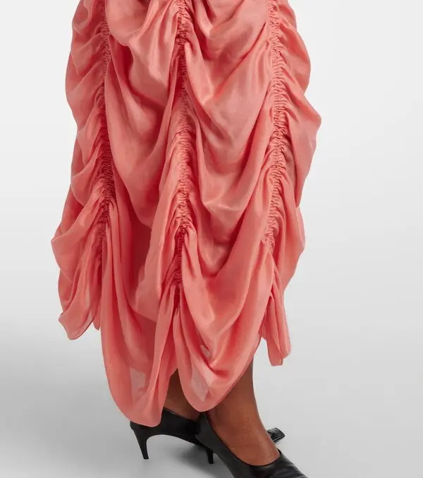Khaite Judith Ruched Voile Cocktail Dress - Pink