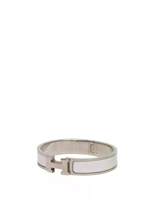 Hermès 20th Century Narrow Enamel Clic H Bracelet Gm Costume Bracelet - Silver