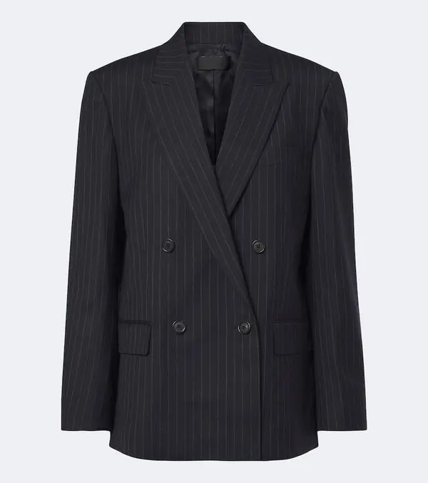 NILI LOTAN Leston Pinstriped Wool Blazer - Blue