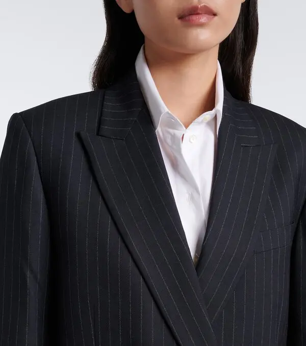 NILI LOTAN Leston Pinstriped Wool Blazer - Blue