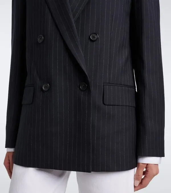 NILI LOTAN Leston Pinstriped Wool Blazer - Blue