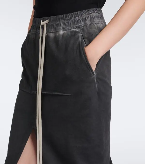 Rick Owens Sliced Pillar Cotton Maxi Skirt - Black