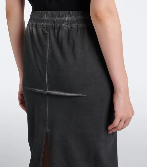 Rick Owens Sliced Pillar Cotton Maxi Skirt - Black