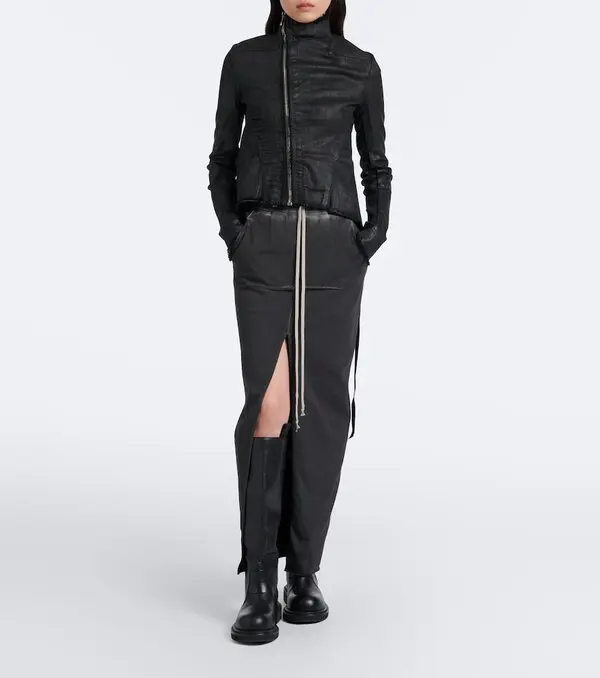 Rick Owens Sliced Pillar Cotton Maxi Skirt - Black