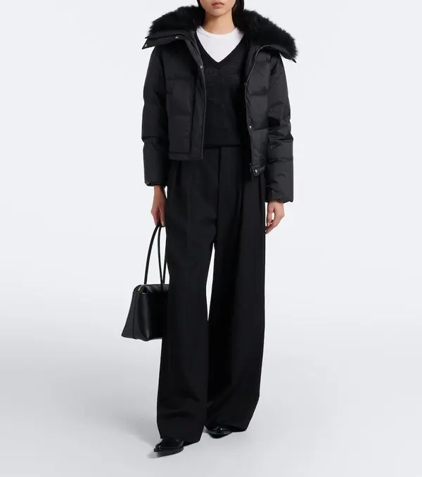 YVES SALOMON Doudoune Shearling-trimmed Down Jacket